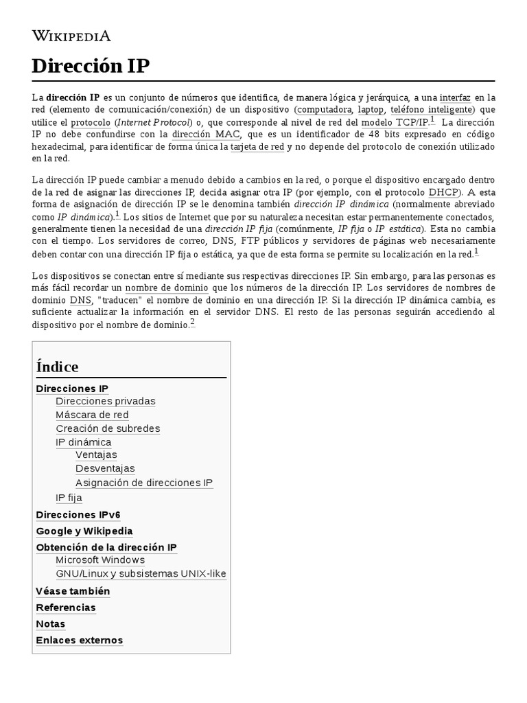 Dirección_IP.pdf | PDF | Dirección IP | Protocolos de internet