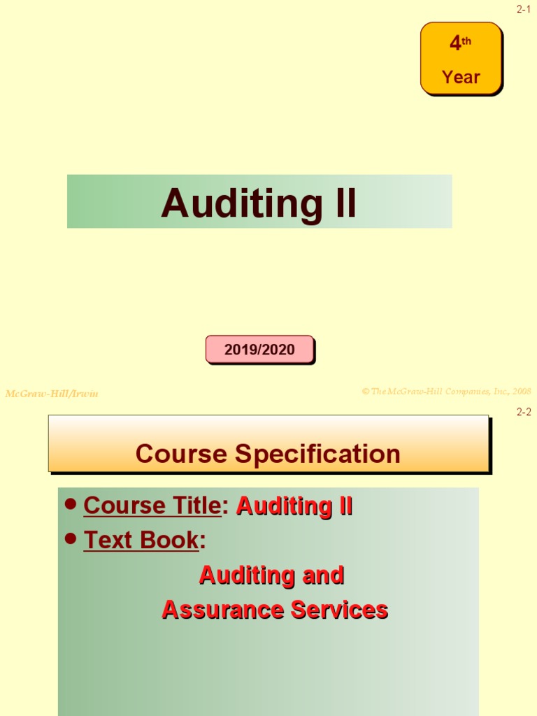 Auditing Ii: Mcgraw-Hill/Irwin | PDF | Financial Audit | Audit