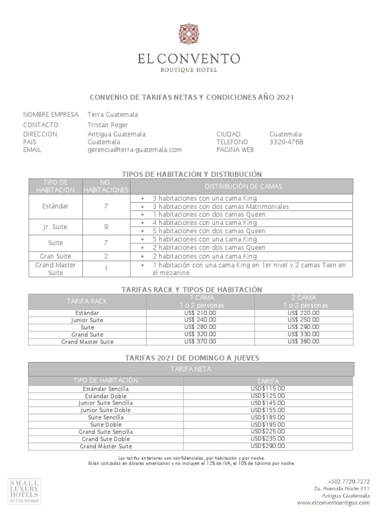 Tarifas Rack y Netas 2021 Hotel | PDF | Hotel | Hotel y alojamiento