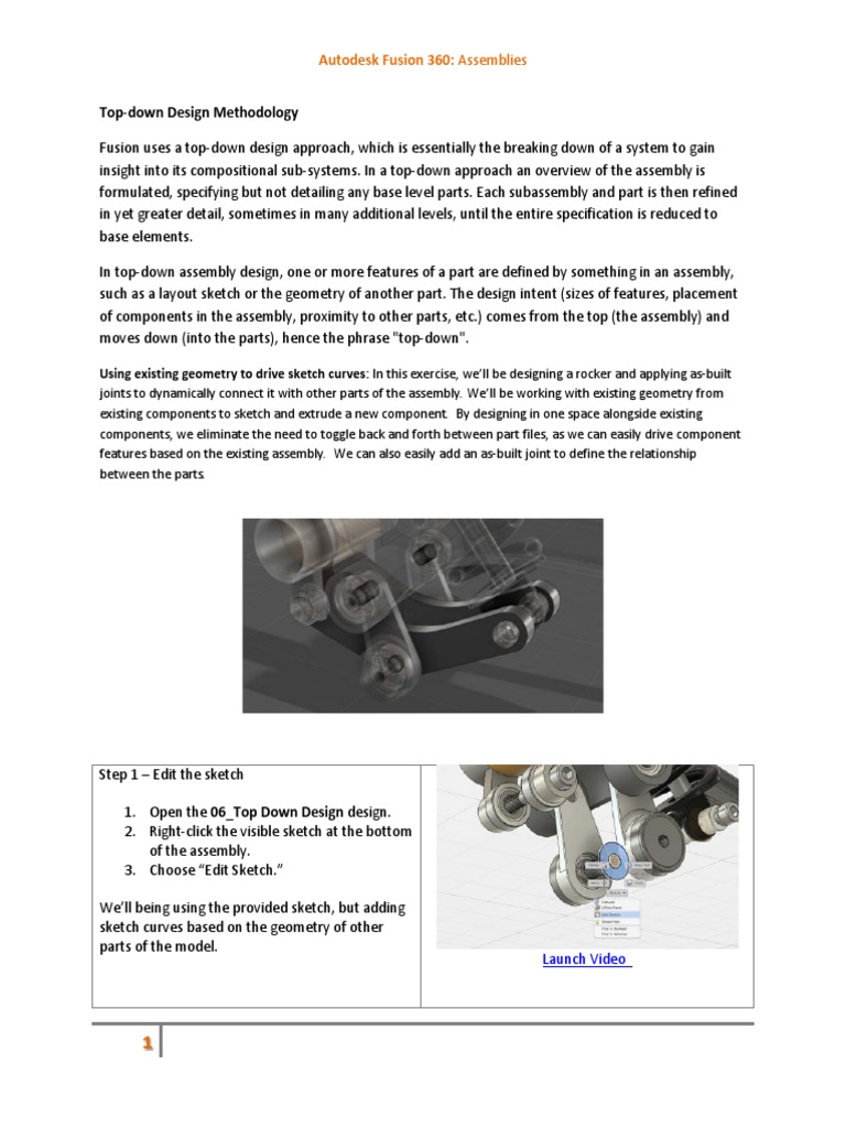 Top-Down Design Methodology: Autodesk Fusion 360: Assemblies | PDF ...