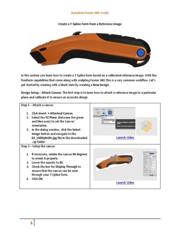 Create A T-Spline Form From A Reference Image: Autodesk Fusion 360: Sculpt | PDF | Computing And ...