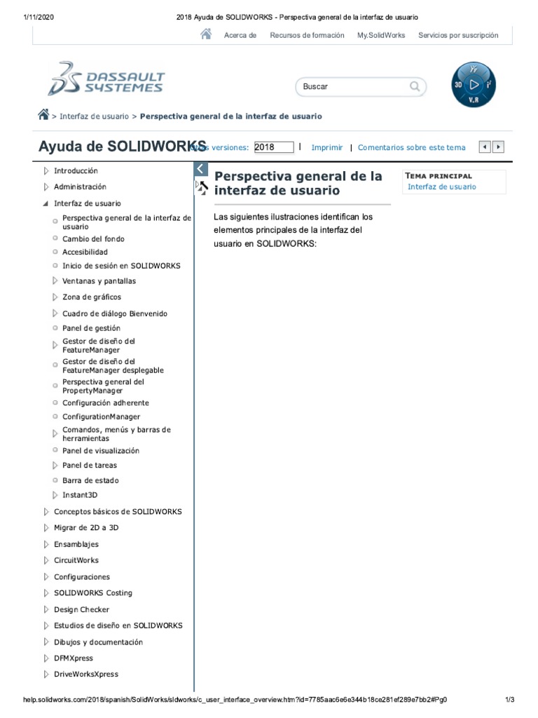 2018 Ayuda de SOLIDWORKS - Perspectiva General de La Interfaz de ...