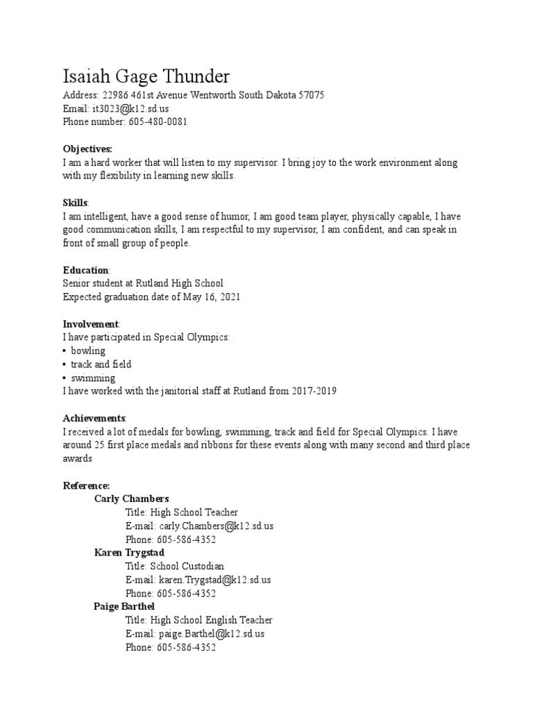 Isaiah Resume | PDF
