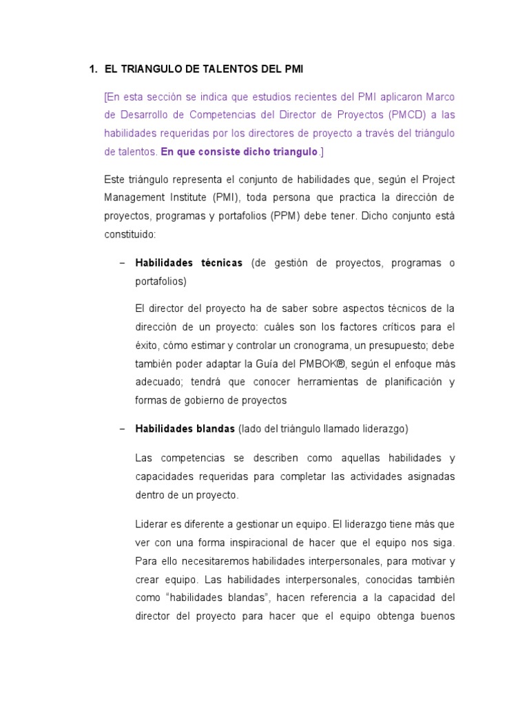 El Triangulo de Talentos Del Pmi | PDF