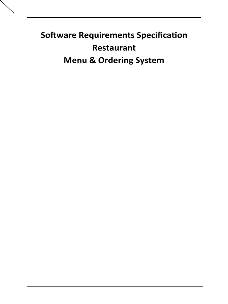 Software Requirements Specification Restaurant Menu & Ordering System | PDF | Menu | User Interface