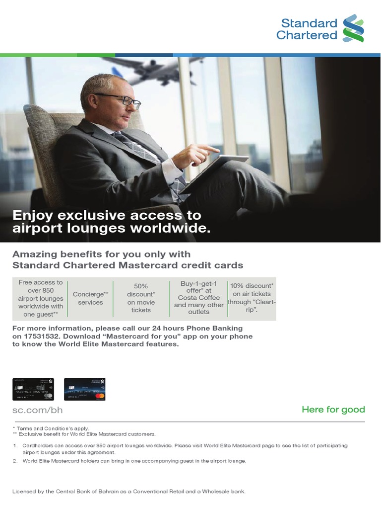 Free Airport Lounge Access with Standard Chartered Mastercard | PDF ...