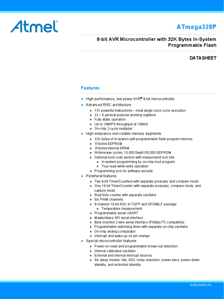 Atmel 7810 Automotive Microcontrollers ATmega328P - Datasheet | PDF | Central Processing Unit ...