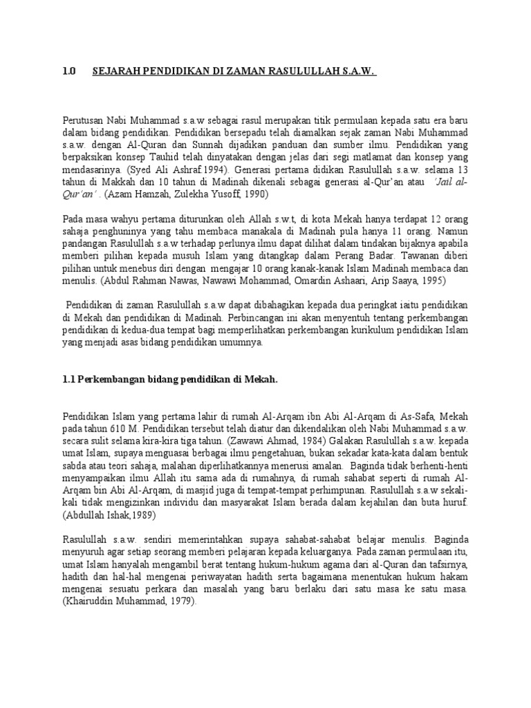 Sejarah Pendidikan Zaman Rasulullah S.A.W | PDF | Agama & Spiritualitas