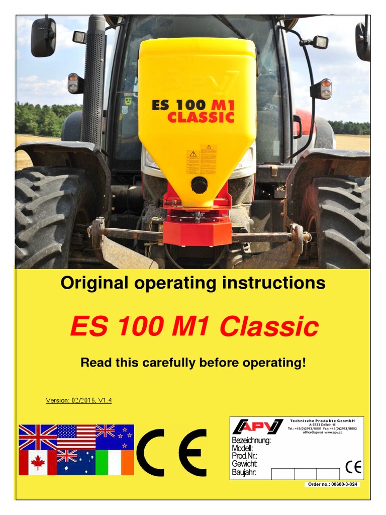 ES 100 M1 Classic: Original Operating Instructions | PDF | Tractor ...