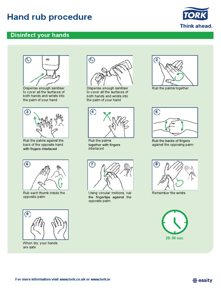 Hand Rub Procedure: Disinfect Your Hands | PDF
