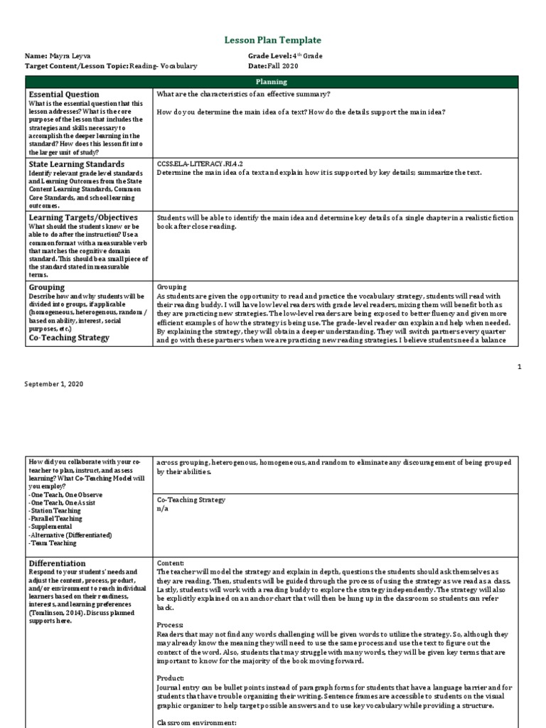 Lesson Plan Template: Essential Question | PDF | Educational Assessment ...