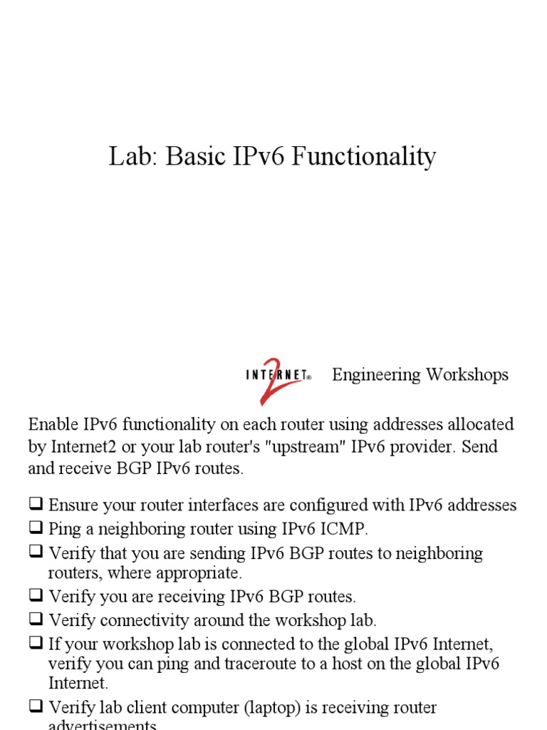 04 Basic Ipv6 Functionality Lab | PDF | Computers
