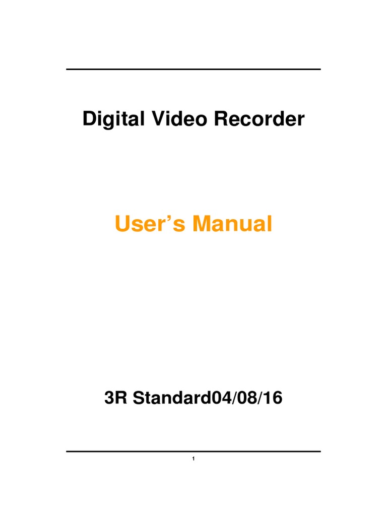 User's Manual: Digital Video Recorder | PDF | Digital Video Recorder ...