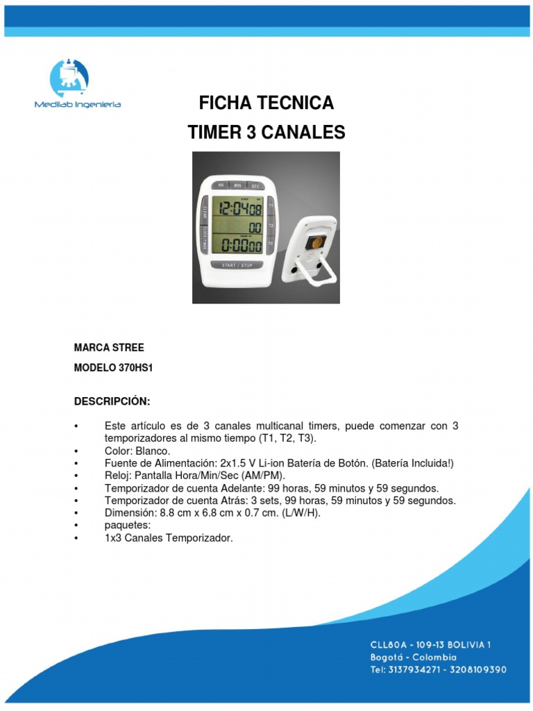 Ficha Tecnica Timer | PDF