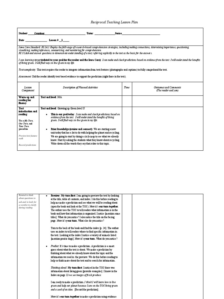 RT Lesson Plan Gorwing Up Green | PDF | Reading Comprehension | Applied ...
