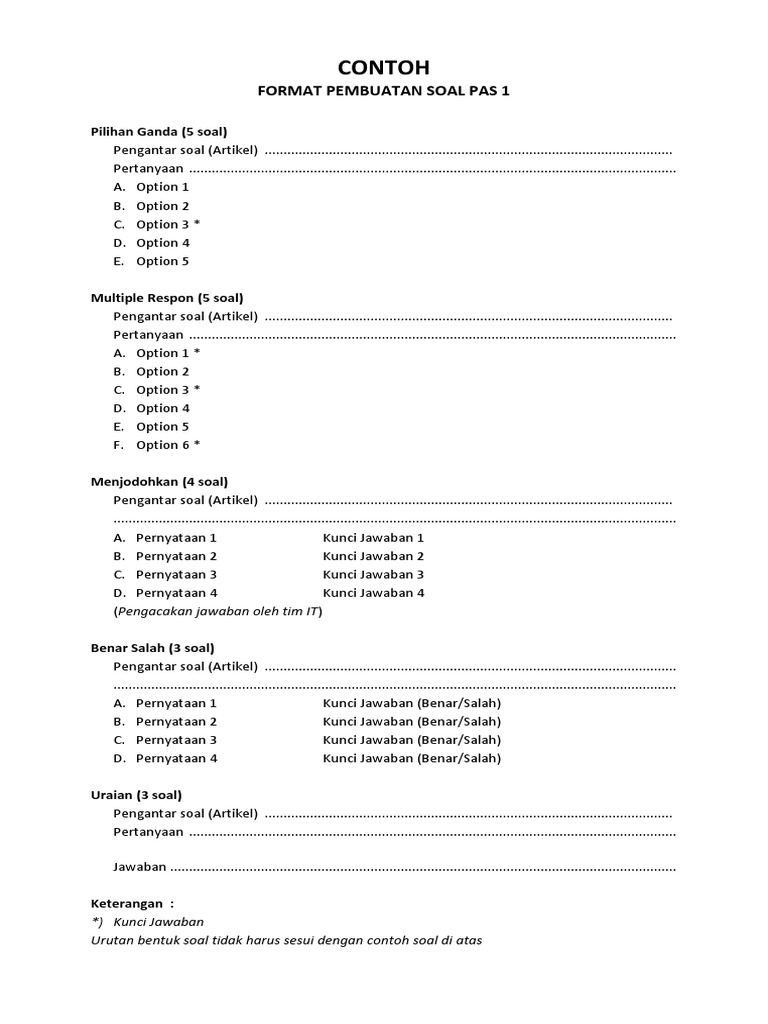 Contoh Format Soal PDF | PDF