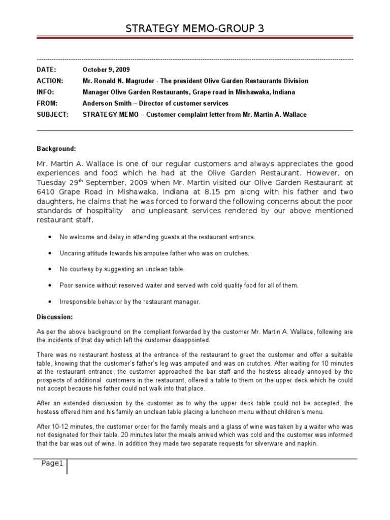 Strategy Memo Final | Download Free PDF | Waiting Staff | Restaurants