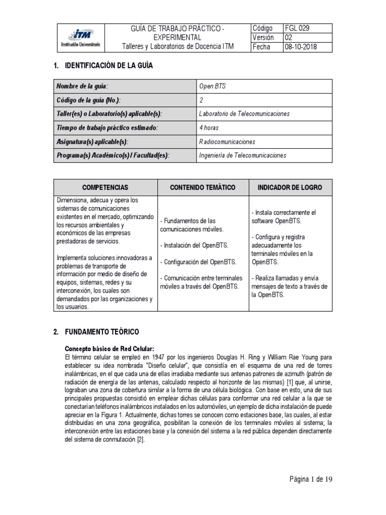 Guía Práctica de OpenBTS 4G | PDF | Telefonía móvil | Gsm
