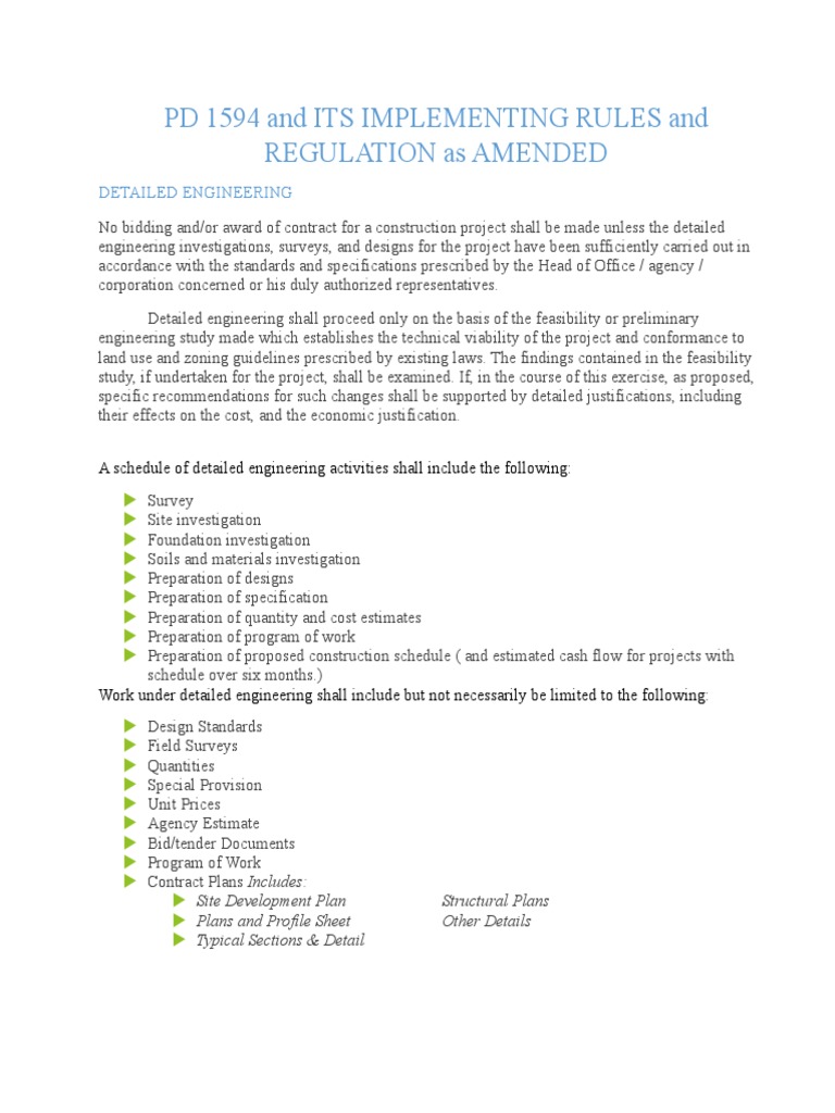 PD 1594 and Its Implementing Rules and Regulation As Amended | PDF ...