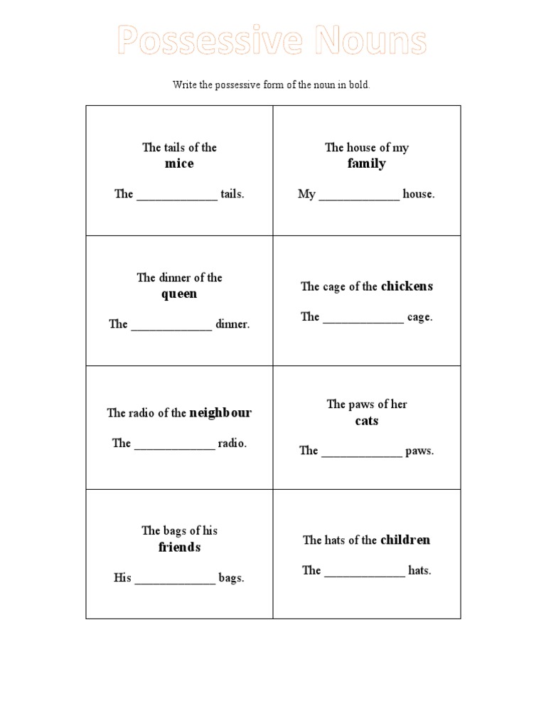 Possessive Nouns Worksheet Dec | PDF