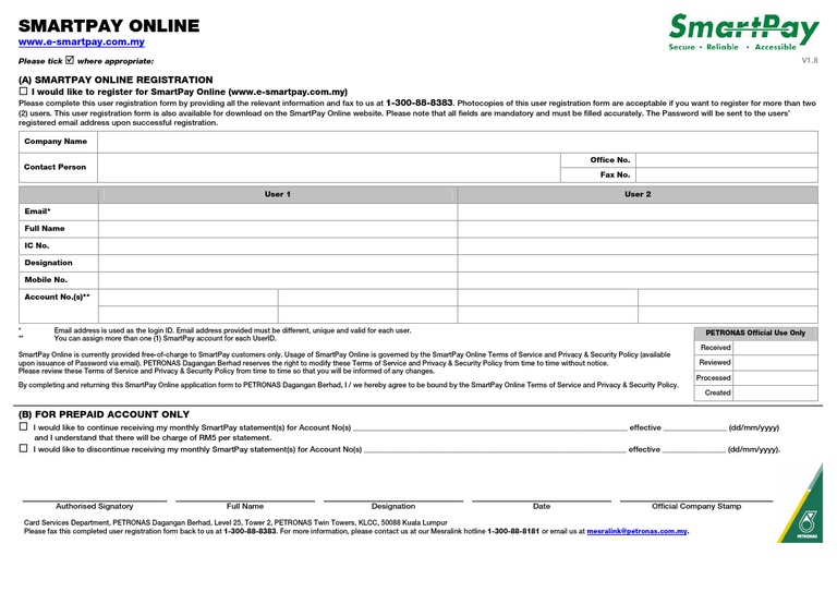 SmartPay Online User Registration Form Ver 1 8 | PDF | Internet Privacy ...