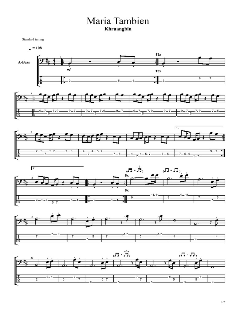 Maria Tambien - BASS TAB - FULL PDF | PDF