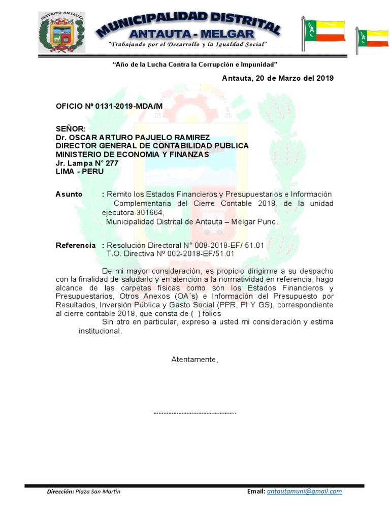 Oficio para Mef | PDF