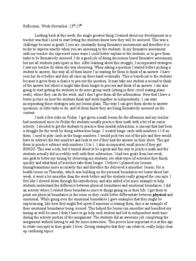 Reflection - Week Nov | PDF | Applied Psychology | Cognition