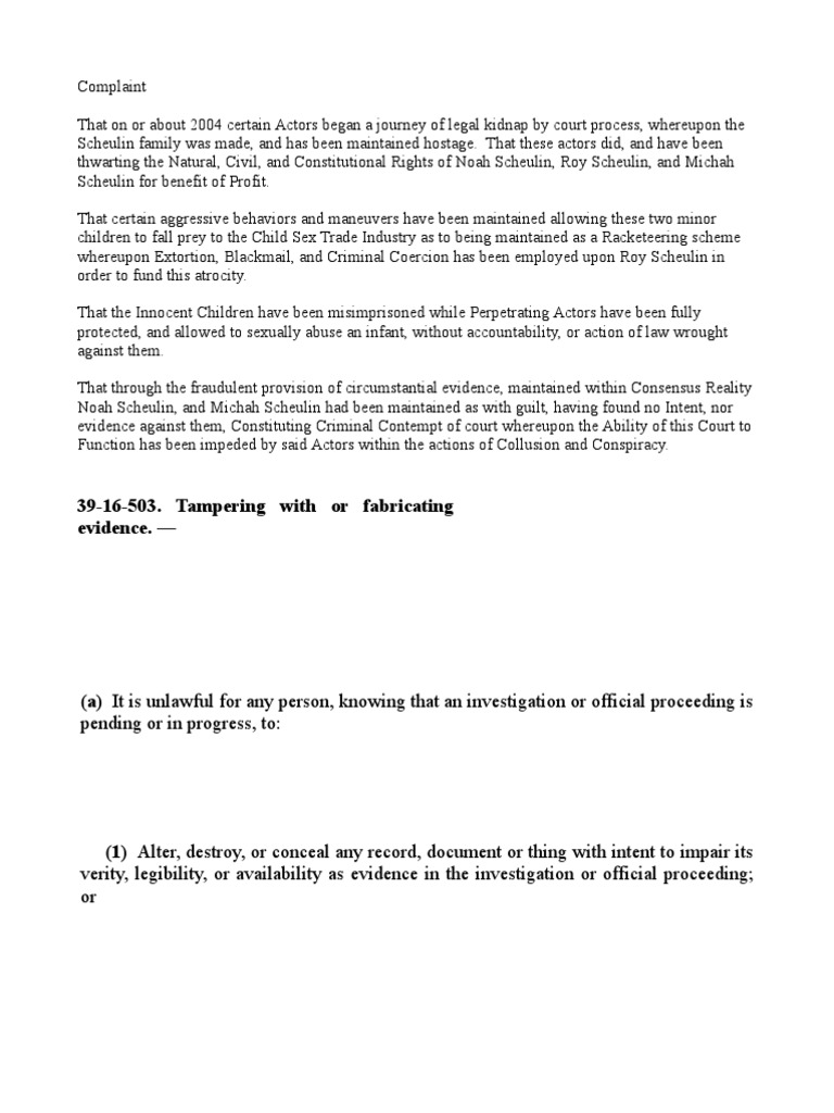 Legal Kidnapping and Child Exploitation Claims | PDF | Witness | Extortion