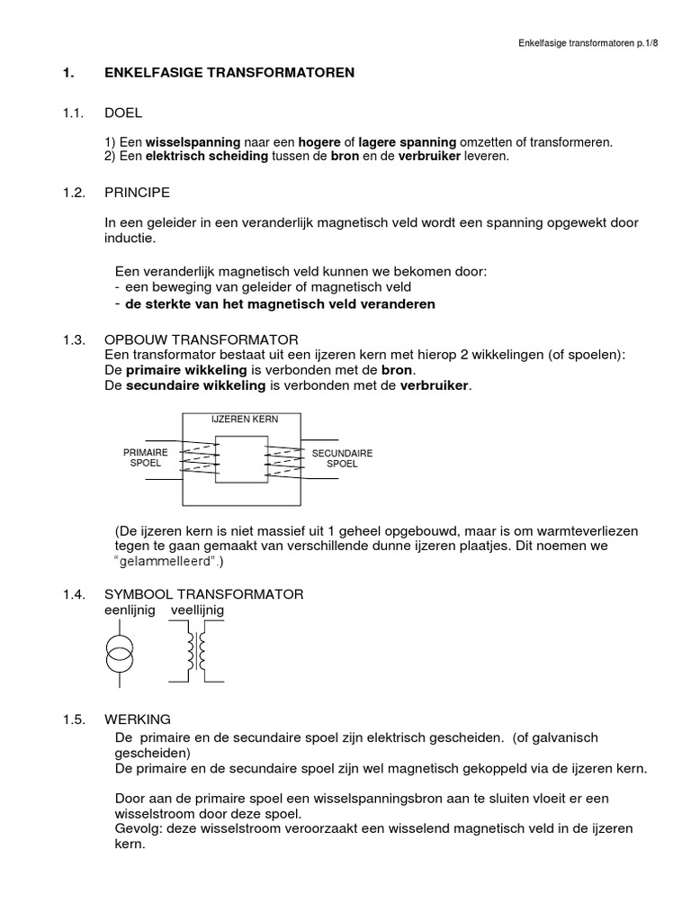Enkelfasige Transformatoren | PDF