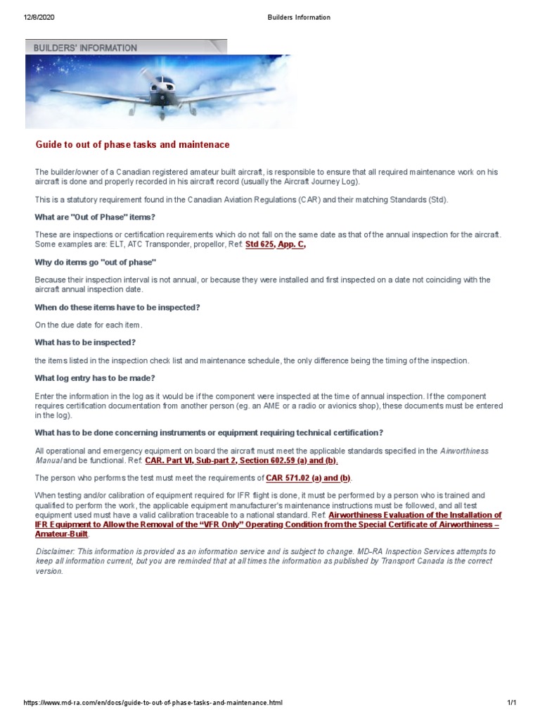 Guide to out of phase aircraft inspections and maintenance logs | PDF ...