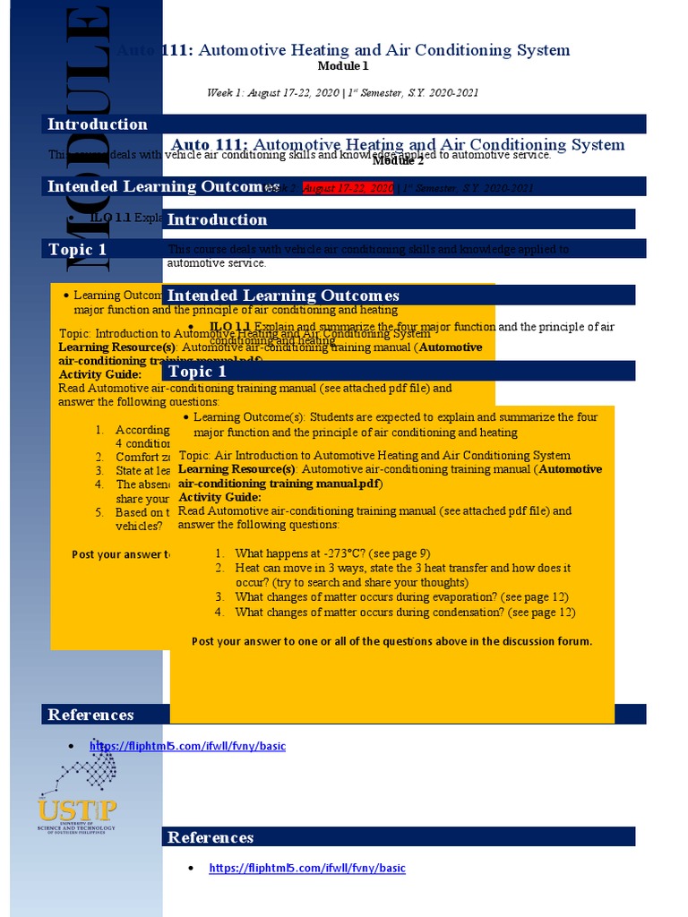 JH Course Module Auto 111 | PDF | Air Conditioning | Heat
