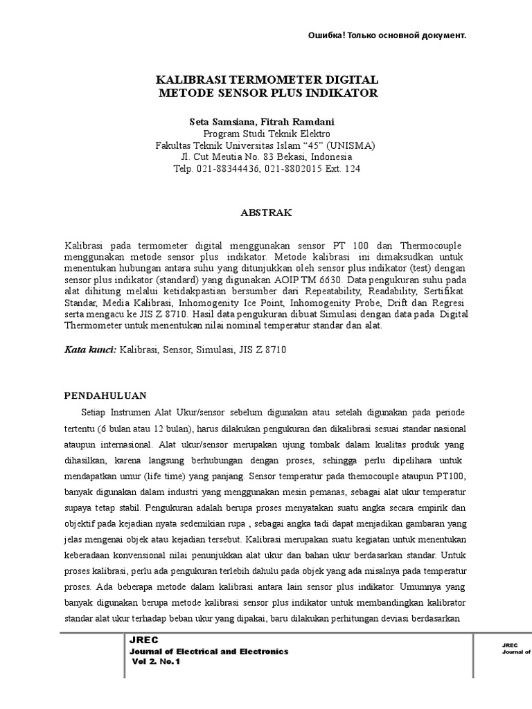 Kalibrasi Termometer Digital PT100 | PDF