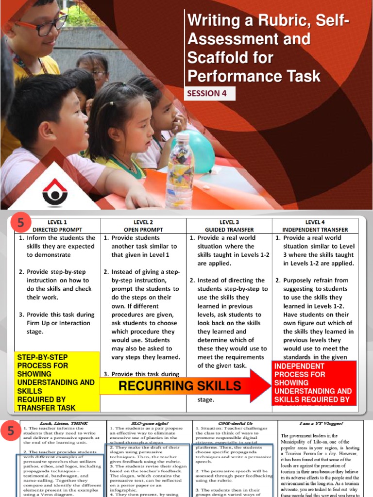Writing A Rubric, Self-Assessment and Scaffold For Performance Task ...