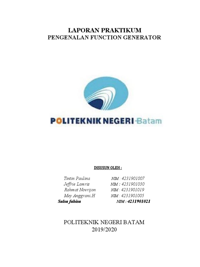 Laporan Pengenalan Function Generator Kel 1 Tintin Paulina | PDF