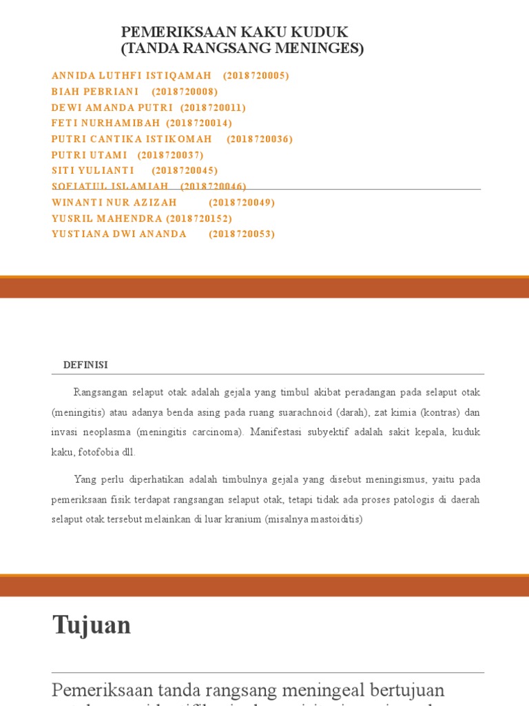 Pemeriksaan Kaku Kuduk | PDF