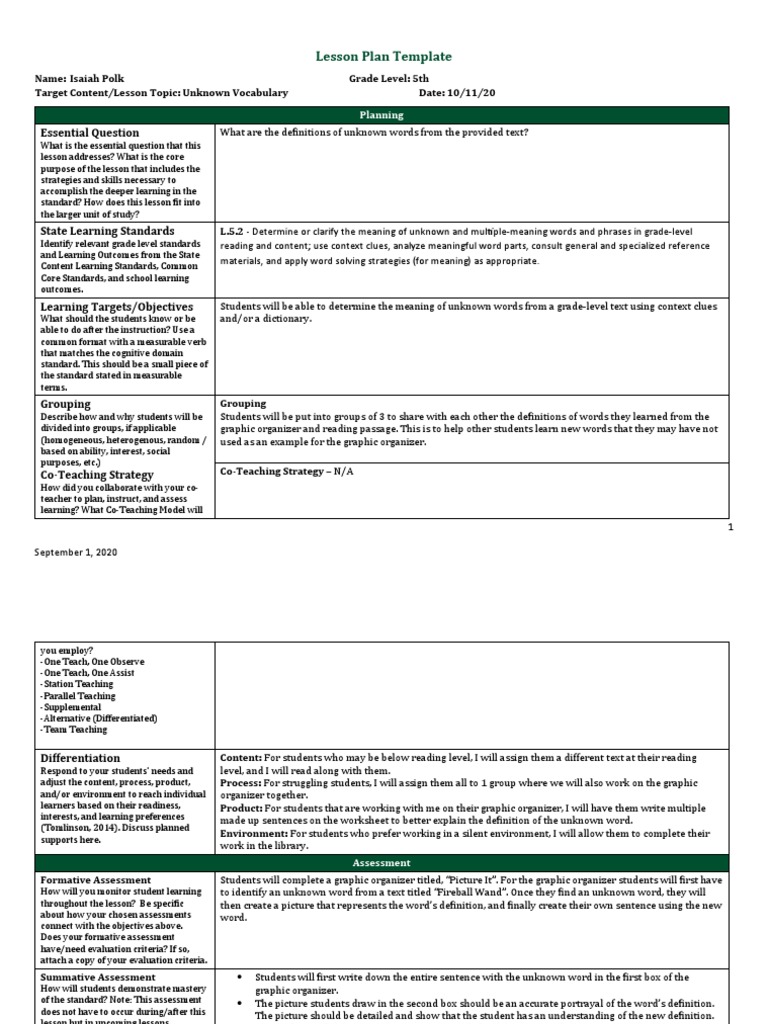 Lesson Plan Template: Essential Question | PDF | Educational Assessment ...