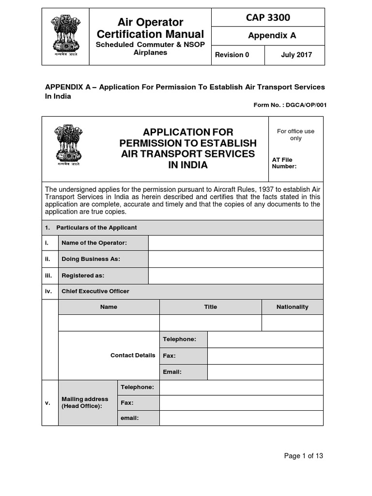 CAP 3300 - Appendix A APPL - ESTB ATS IN | PDF | Aviation | Transport