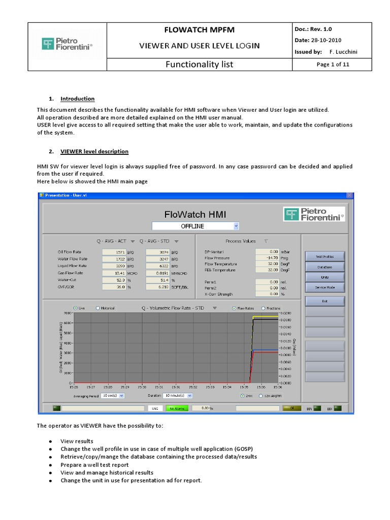 FlowWatch HMI Functionality List | PDF | Databases | Computer File