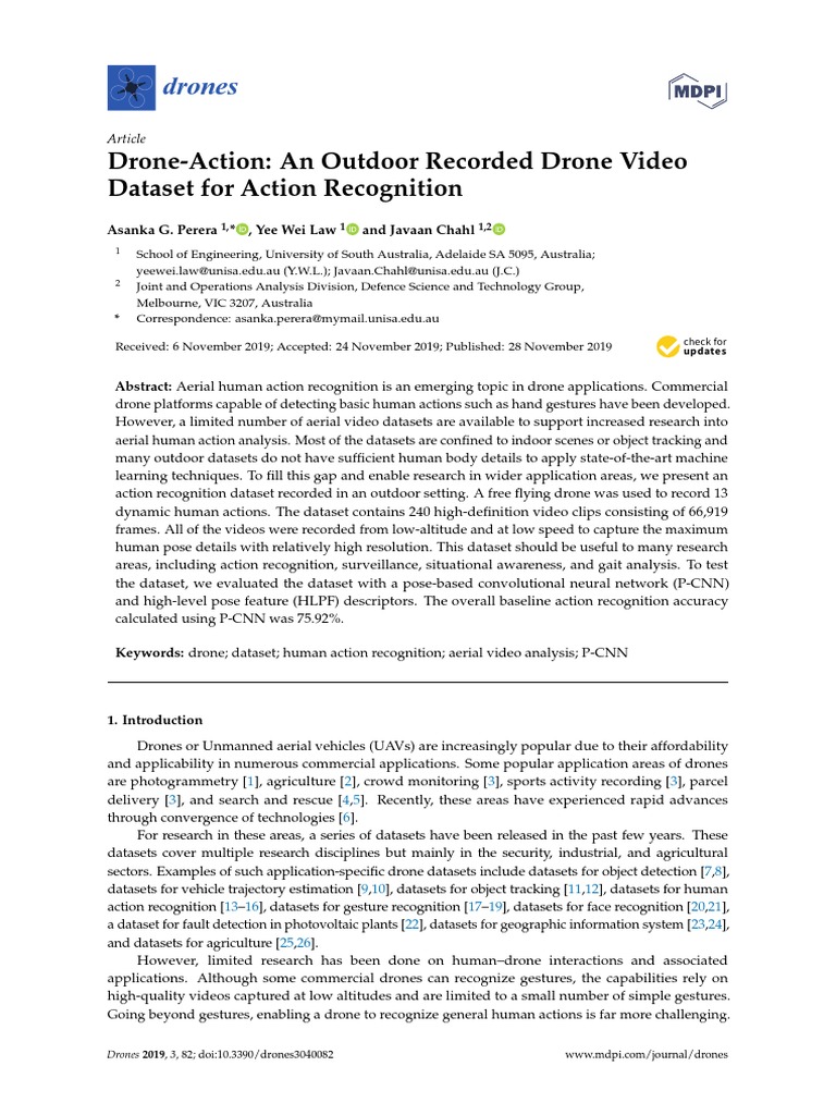 Drones: Drone-Action: An Outdoor Recorded Drone Video Dataset For ...