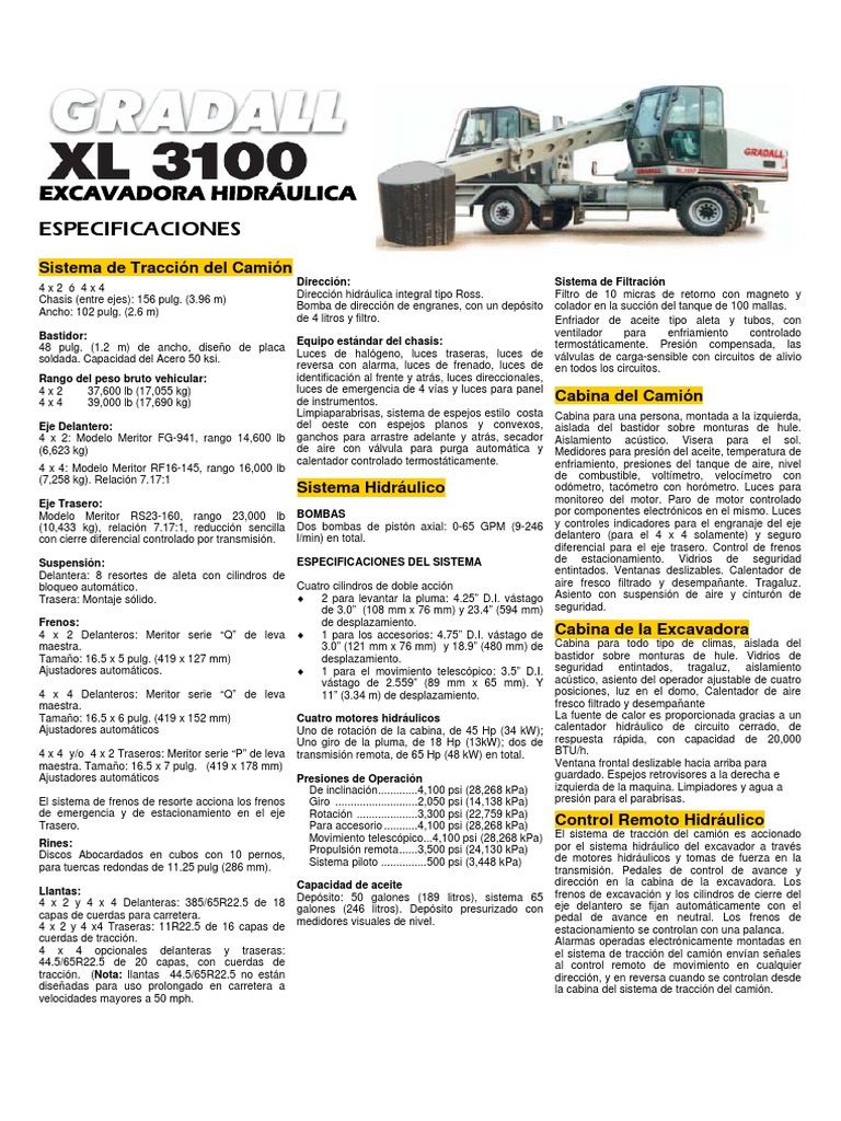 Gradall XL 3100 | PDF | Transmisión (Mecánica) | Camión