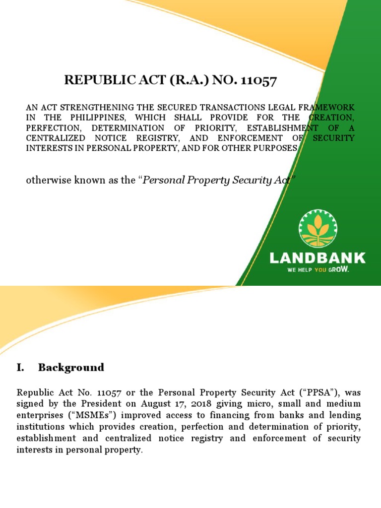 BLSD Ppsa | PDF | Security Interest | Mortgage Law