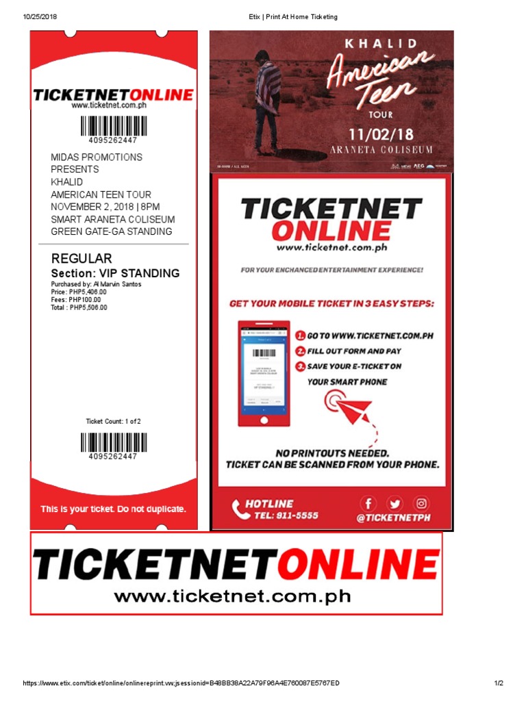 Etix - Print at Home Ticketing | PDF