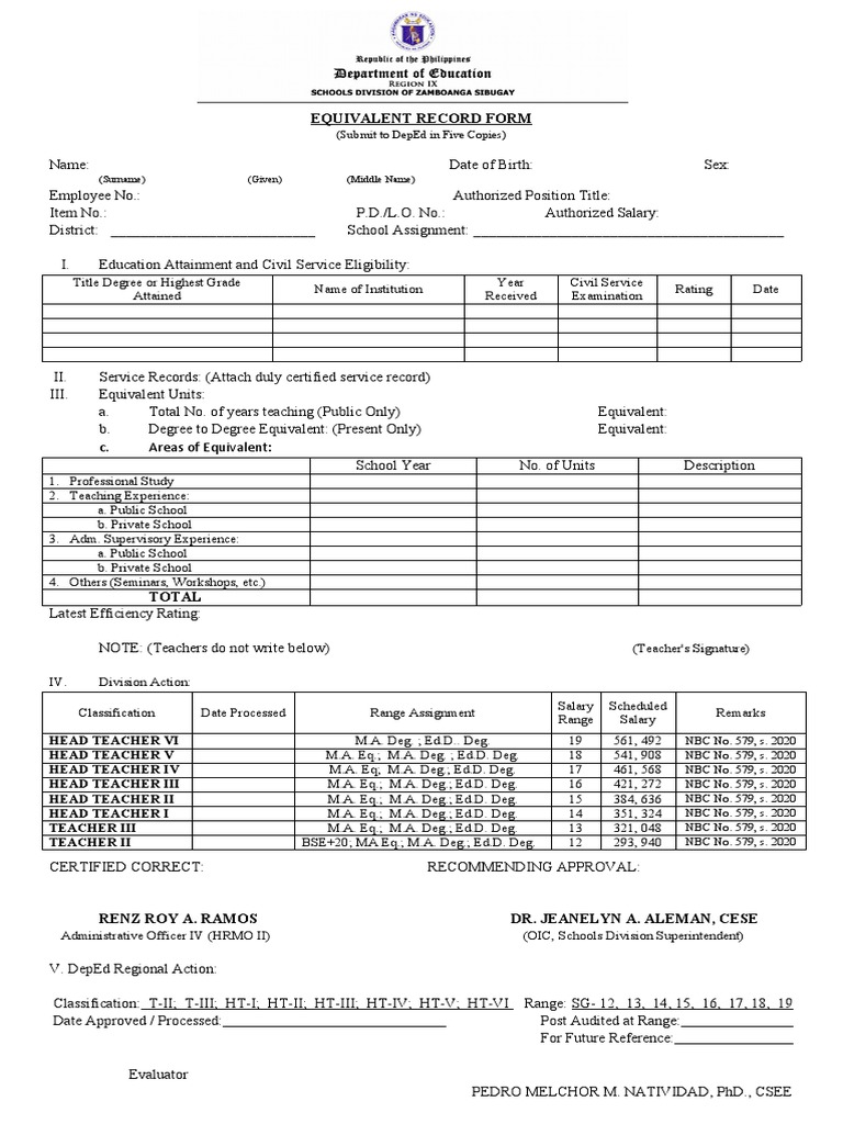 Equivalent Record Form - NBC579 | PDF | Learning | Behavior Modification