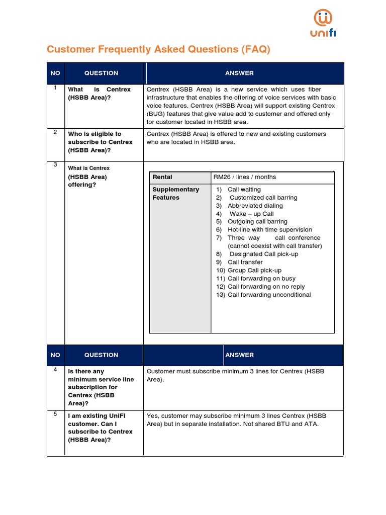 Centrex (HSBB Area) FAQ Guide | PDF | Fiber To The X | Electrical Wiring