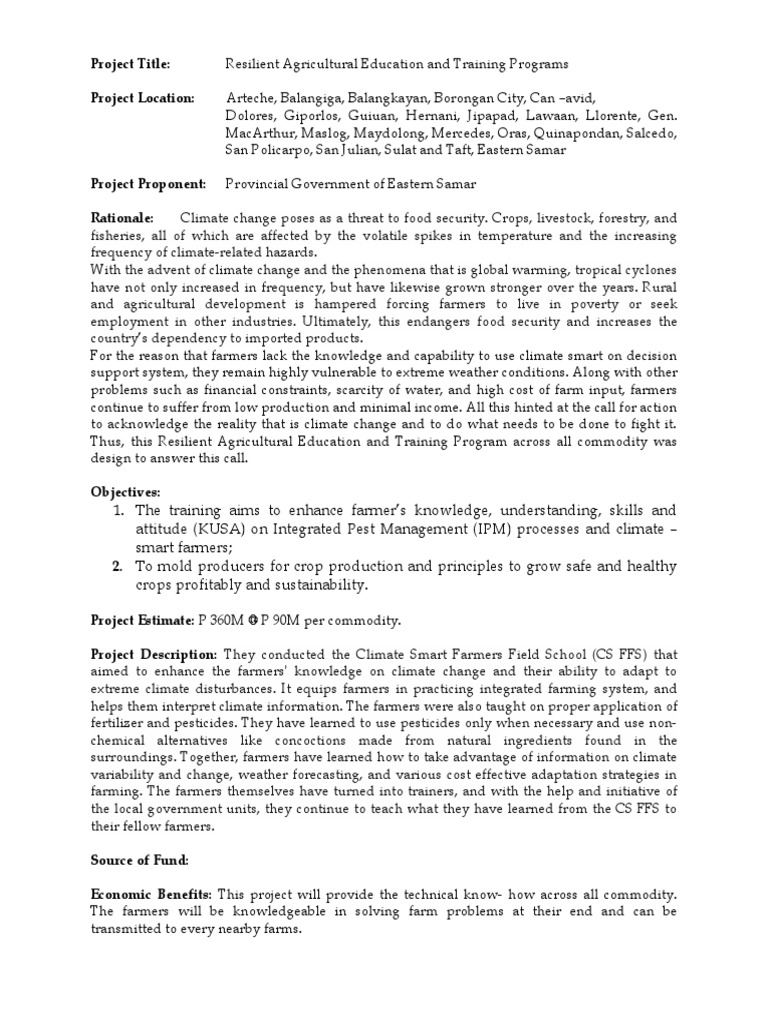 Agricultural Education & Training Proposal | PDF | Agriculture ...