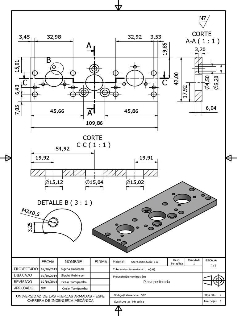 Detalle de Placa Perforada en Acero | PDF