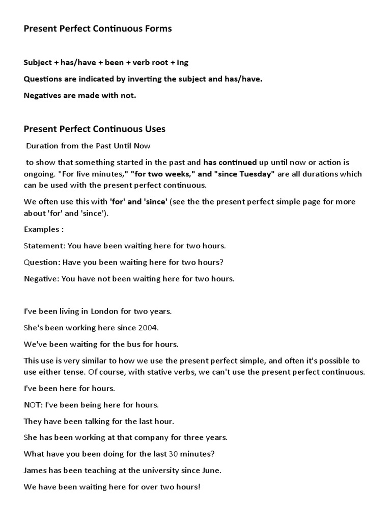 Understanding Present Perfect Continuous Tense | PDF | Syntactic Relationships | Linguistic Typology