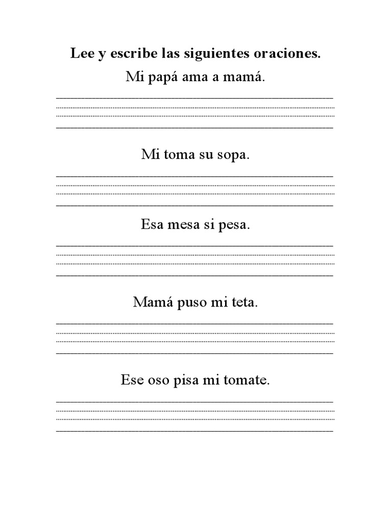 Lee y Escribe Las Siguientes Oraciones | PDF