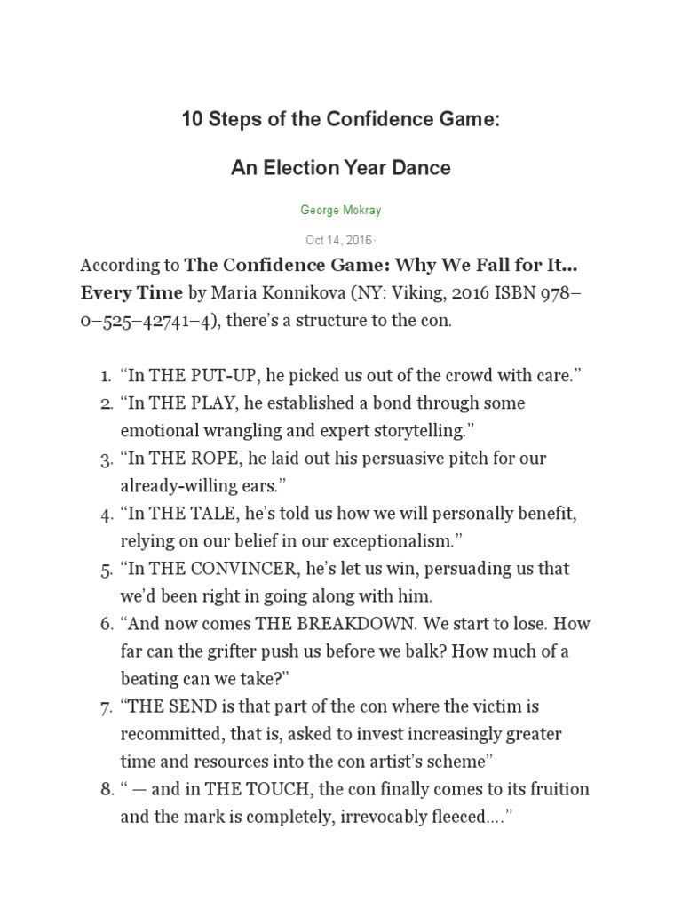 10 Steps of The Confidence Game | PDF